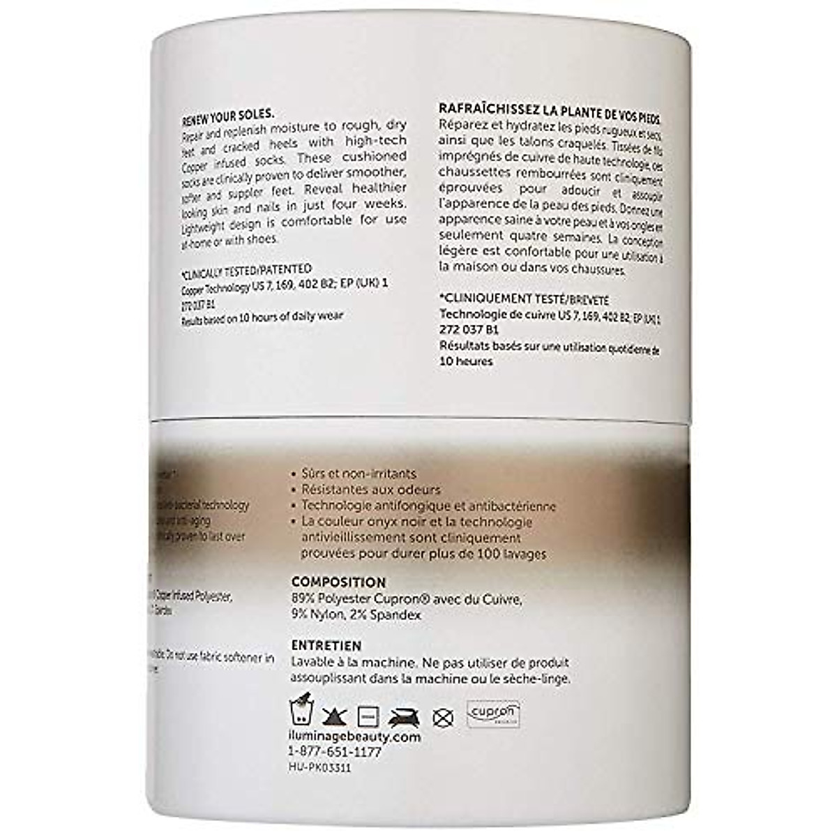 Iluminage. Skin Rejuvenating Socks with Anti-Aging Copper Oxide - M/L