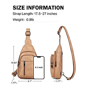 MASINTOR Sling Bag for Women - Crossbody Bags Fanny Pack with Vegan Leather - Adjustable Sling Backack for Travel Camel Brown