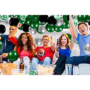 Dark Green Black Silver Balloon,12Inches Green Black Latex Metallic Balloons Jungle Safari Themed Party Balloon for Video Gaming Party,Soccer Football Birthday Graduation Baby Show Party Decorations