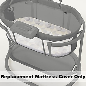 F-Price Replacement Sheet for Fisher-Price Soothing Motions Bassinet - DPV60 ~ Mattress Cover Replacement, White, Grey (DPV70)