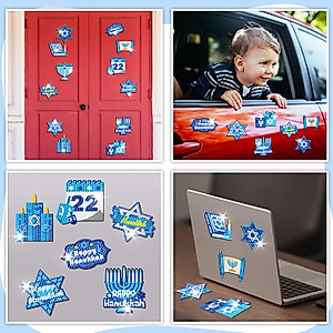 Chapou 24 Pcs Hanukkah Hexagon Diamond Painting Kits for Refrigerator Stickers, Diamond Painting Magnets Refrigerator Diamond Art Craft for Adults Home Decoration