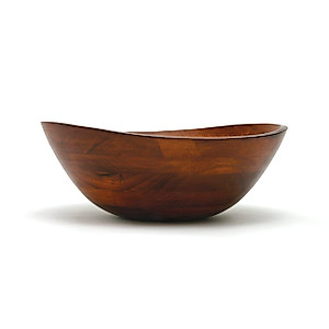 Lipper International Cherry Finished Wavy Rim Serving Bowl for Fruits or Salads, Matte, Large, 13" x 12.5" x 5", Single Bowl