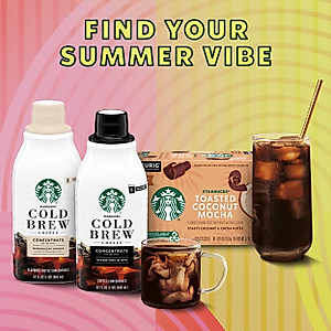 Starbucks Summer Variety Pack, K-Cup Coffee Pods Naturally Flavored Toasted Coconut Mocha And Cold Brew Concentrates Signature Black, Madagascar Vanilla, 100% Arabica, 10 pods And 32 fl oz each