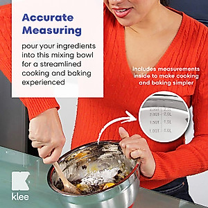 Klee 5-Piece Stainless Steel Colorful Mixing Bowls with Rubber Bottom, Set of 5