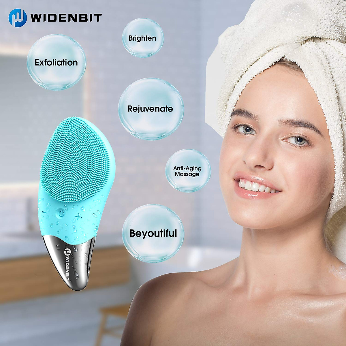 Sonic Facial Cleansing Brush, Refresh Jade - Silicone Electric Face Brush with 3 Function Modes, Waterproof, USB Rechargeable for All Skin Types, Gentle Exfoliating, Deep Cleansing, Massaging (green)