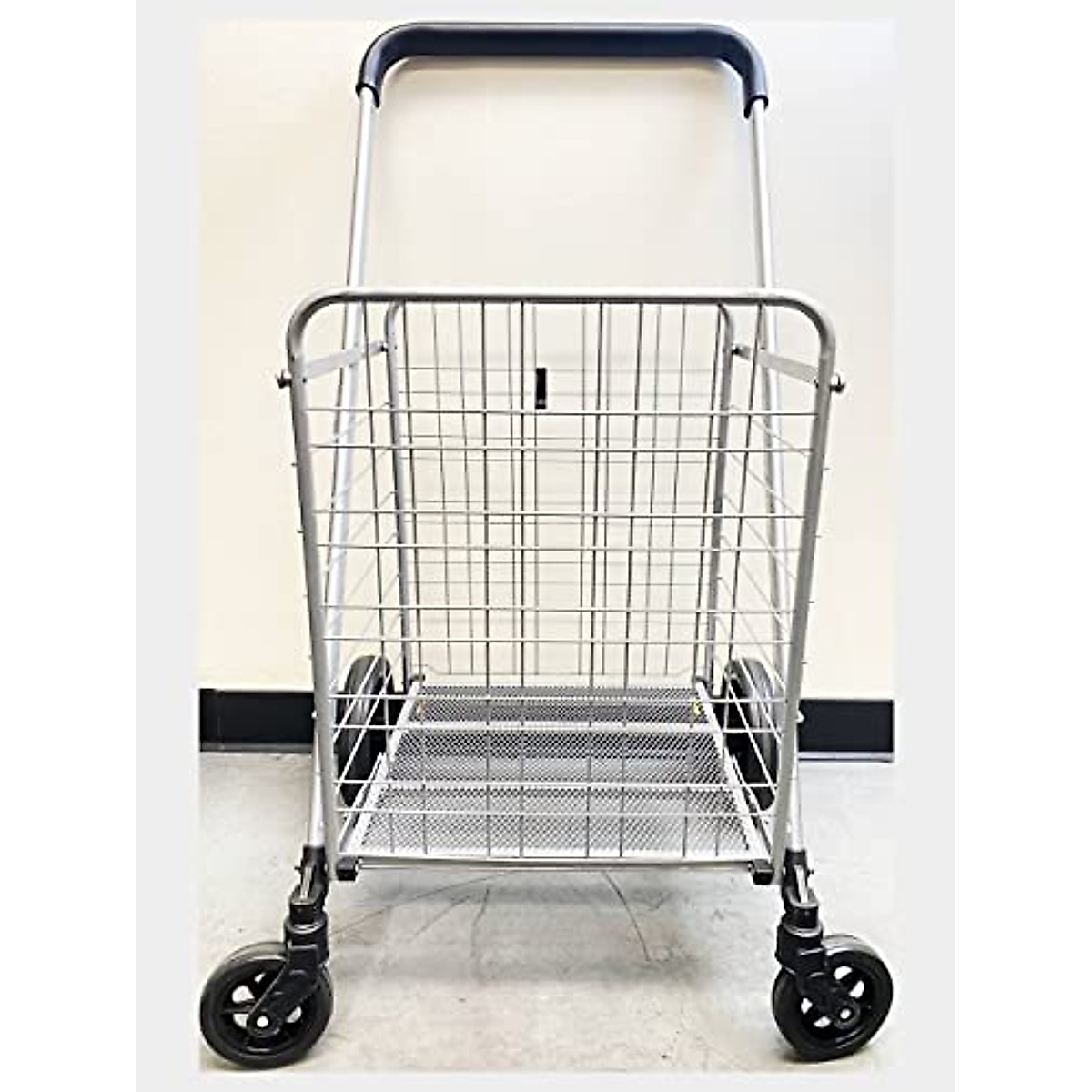 Utility Folding Shopping Cart with 360° Wheels for Grocery, Laundry and Travel, 88lbs Capacity (X-Large)