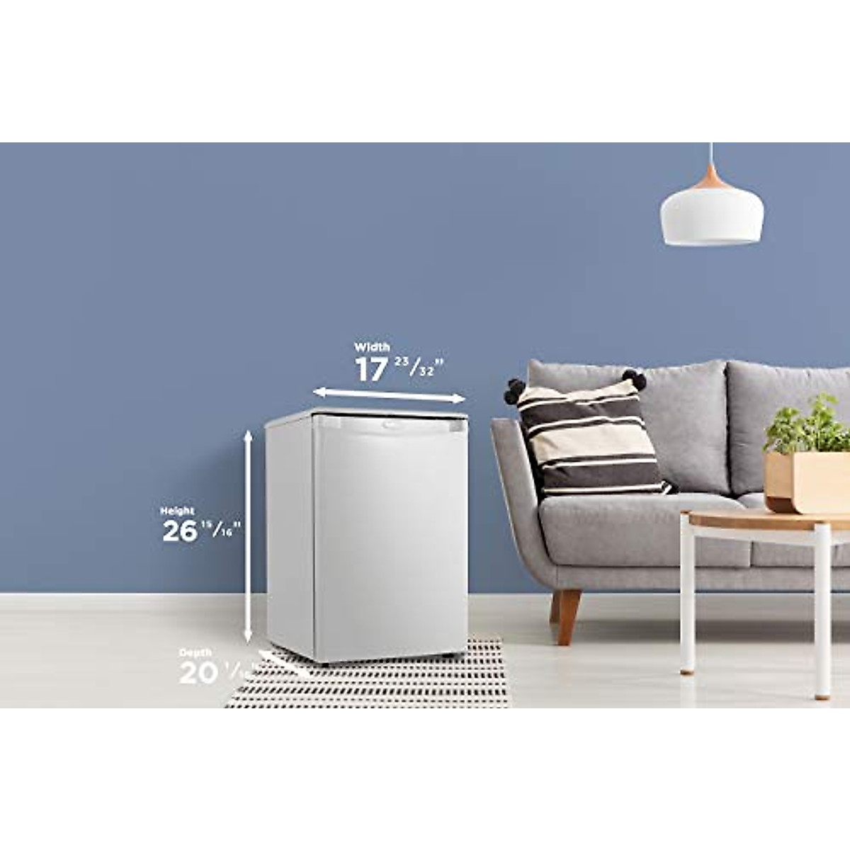 Danby Designer DAR026A1WDD-6 2.6 Cu.Ft. Mini Fridge, Compact Refrigerator for Bedroom, Office, bar, countertop, E-Star Rated in White
