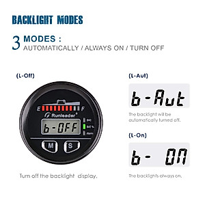 Runleader 12V to 48V Digital LED Battery Capacity Monitor, Hours Volt Meter Gauge - Suitable for Battery Lead-Acid LiFePO4 "Trojian" Gel AGM,Works on Golf Club Forklift Go Kart RV Trailer Stacker.