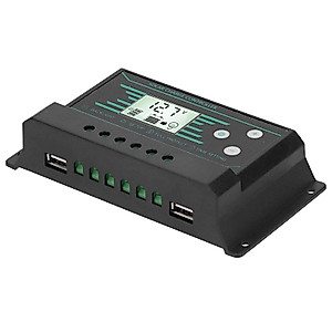 Z10/ Z20/ Z30 Solar Controller, Solar Panel Regulator Dual USB Solar Battery Regulator Solar Regulator PWM, 30A 12V/24V for Lamp(z10)