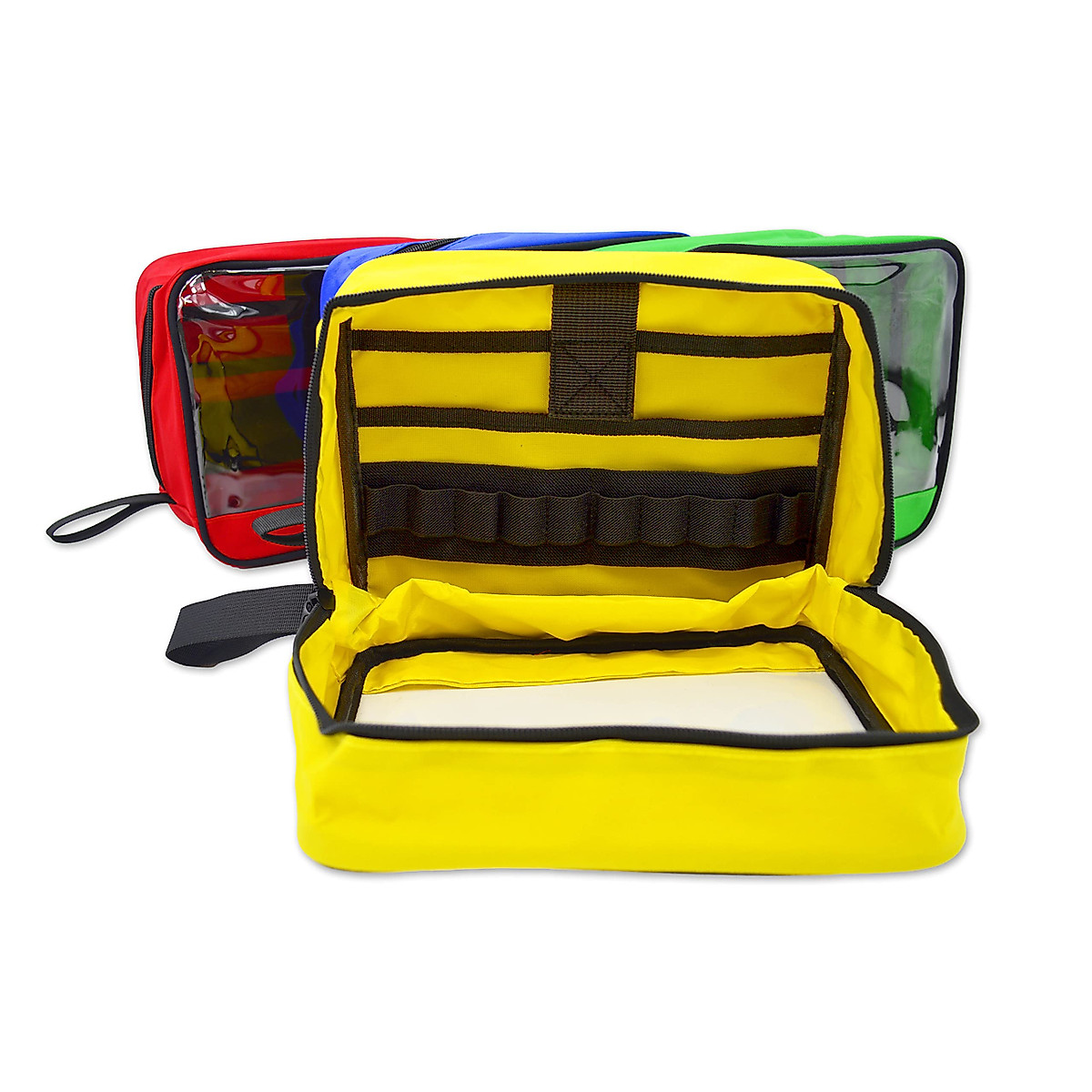 Lightning X Premium Color Coded Organizer First Aid Kit Accessory Pouches - Extra Large - Zippered Bag w/Transparent Window - Set of 4 for EMT, Trauma, IFAK Medic Kits…