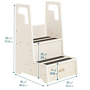 ECR4Kids Reach-Up Step Stool with Handles, Children's Furniture, White Wash