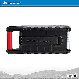 Midland - ER310, Emergency Crank Weather AM/FM Radio - Multiple Power Sources, SOS Emergency Flashlight, Ultrasonic Dog Whistle, & NOAA Weather Scan + Alert (Red/Black)