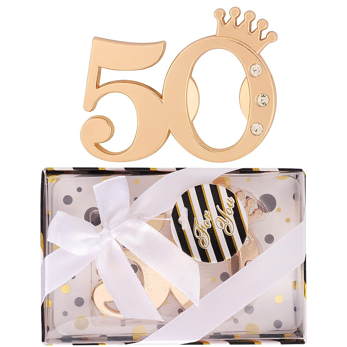 24 Pack 50th Birthday Party Favors Bottle Opener-Black and Gold 50th Birthday/Wedding Anniversary Party Souvenir Keepsake for Guest,50 Birthday Party Decor Supplies (Black 50, 24)