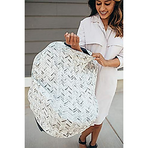 Baby Car Seat Cover Canopy and Nursing Cover Multi-Use Stretchy 5 in 1 Gift "Alta" by Copper Pearl