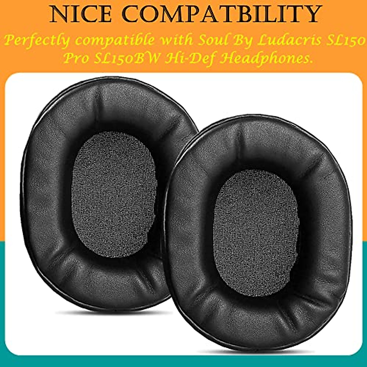 TaiZiChangQin SL150 Pro Upgrade Ear Pads Ear Cushions Replacement Compatible with Soul by Ludacris SL150 Pro SL150BW Hi-Def Headphone Protein Leather Earpads