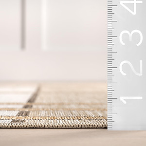 nuLOOM 7' x 9' Upgraded Performance Outdoor Area Rug, Stain Resistant, Durable, Modern, Patio, Balcony, Living Room, Dining Room, Damsel Beige