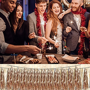 4P Champagne Gold Foil Fringe Metallic Streamers Banner Tassel Garland for Parade Floats, Bachelorette, Wedding, Birthday, Halloween, Christmas, Bridal/Baby Shower Party Decorations