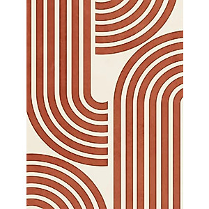 Orange Beige Minimalist Lines Modern Art Deco Area Rug for Living Room Bedroom Dining Room Washable Soft Wool Plush Throw Carpet No-Slip Indoor Office Kitchen Luandry Rug 6x9