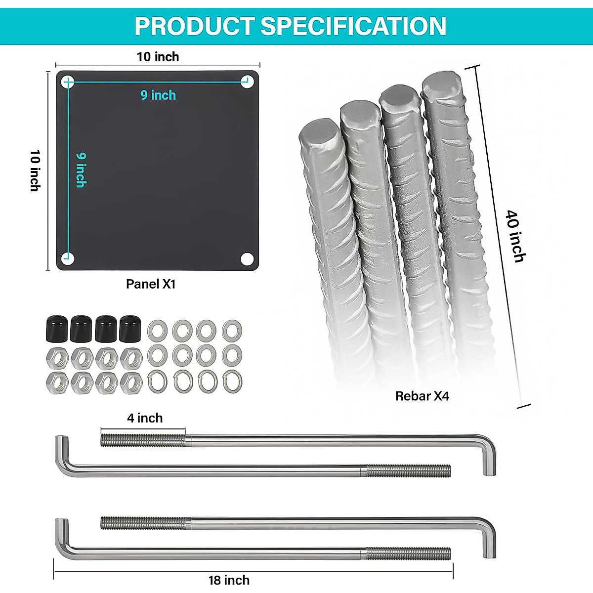 Toriexon Basketball Hoop Anchor Kit 9”, Universal Fit Ground Anchor Kit, Basketball Mounting Kit for Easy Relocation and Compatible with All Basketball Goals
