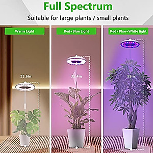 Probapro Plant Grow Light,72 LEDs Grow Light for Indoor Plants,5000K Full Spectrum Plant Light,10-Level Dimmable,Auto ON & Off Timer 3/9/12H,Height Adjustable, Grow Light for Tall Plants