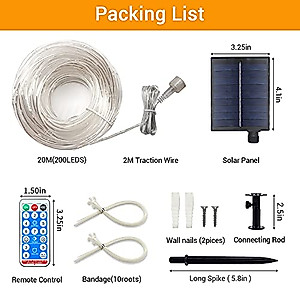 ICRGB Solar Rope Lights Outdoor, 66FT 200 LED Christmas Lights Outdoor Waterproof 8 Modes Garden Backyard Solar Lights Decorative for Patio Porch Tree Christmas Wedding Halloween Pool…