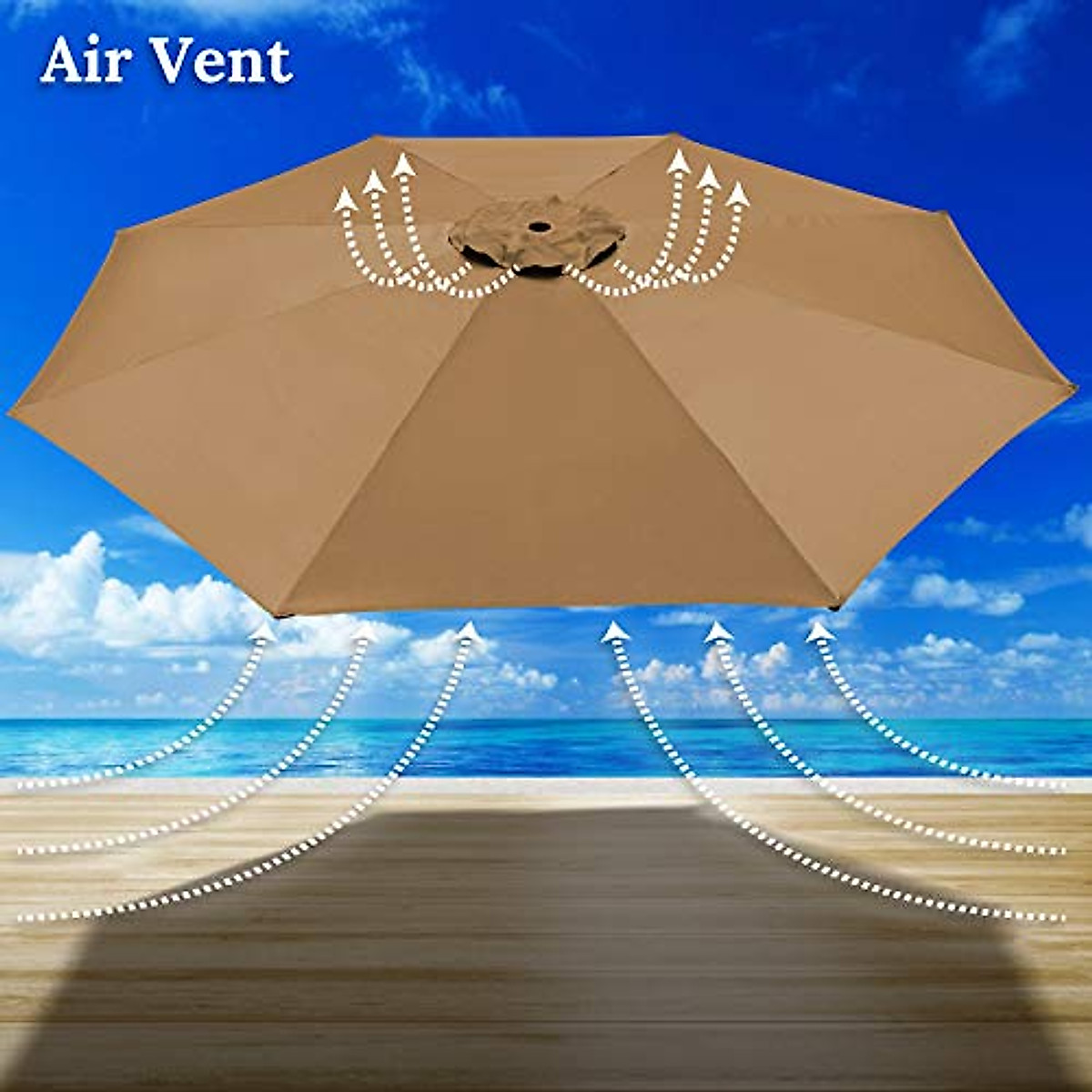 BenefitUSA Umbrella Cover Canopy 13ft 8 Rib Patio Replacement Top Outdoor-tan