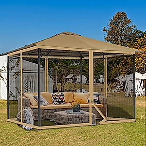 BPS Gazebo Netting Screen Replacement Universal 4-Panel Sidewalls for Backyard, Patio, Garden,Outdoor (Only Netting)