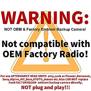 NATIKA Emblem Backup Camera for F150 F250 F350 F450(2009-2014) Flex(2009-2012) Ranger 2012 with Aftermarket Monitor No Distorted Affect Starlight Night Vision CVBS | AHD Waterproof HD Backup Camera