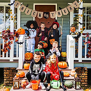 Whaline Halloween Trick or Treat Burlap Banner, Hanging Halloween Banner Home Decor Bunting Flag Fireplace Garland Halloween Party Decorations Supplies