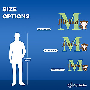 CRYPTONITE Personalized Name Jungle Animals Vinyl Wall Decor I Nursery Wall Decal for Baby Boy & Girl Decoration I Stickers for Kids I Multiple Options for Customization (D. Monkey)