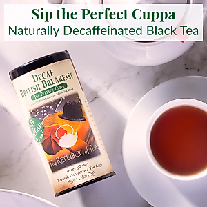 The Republic of Tea — Decaf British Breakfast Black Tea Tin, 50 Tea Bags, Environmentally- Friendly Decaffeinated Tea