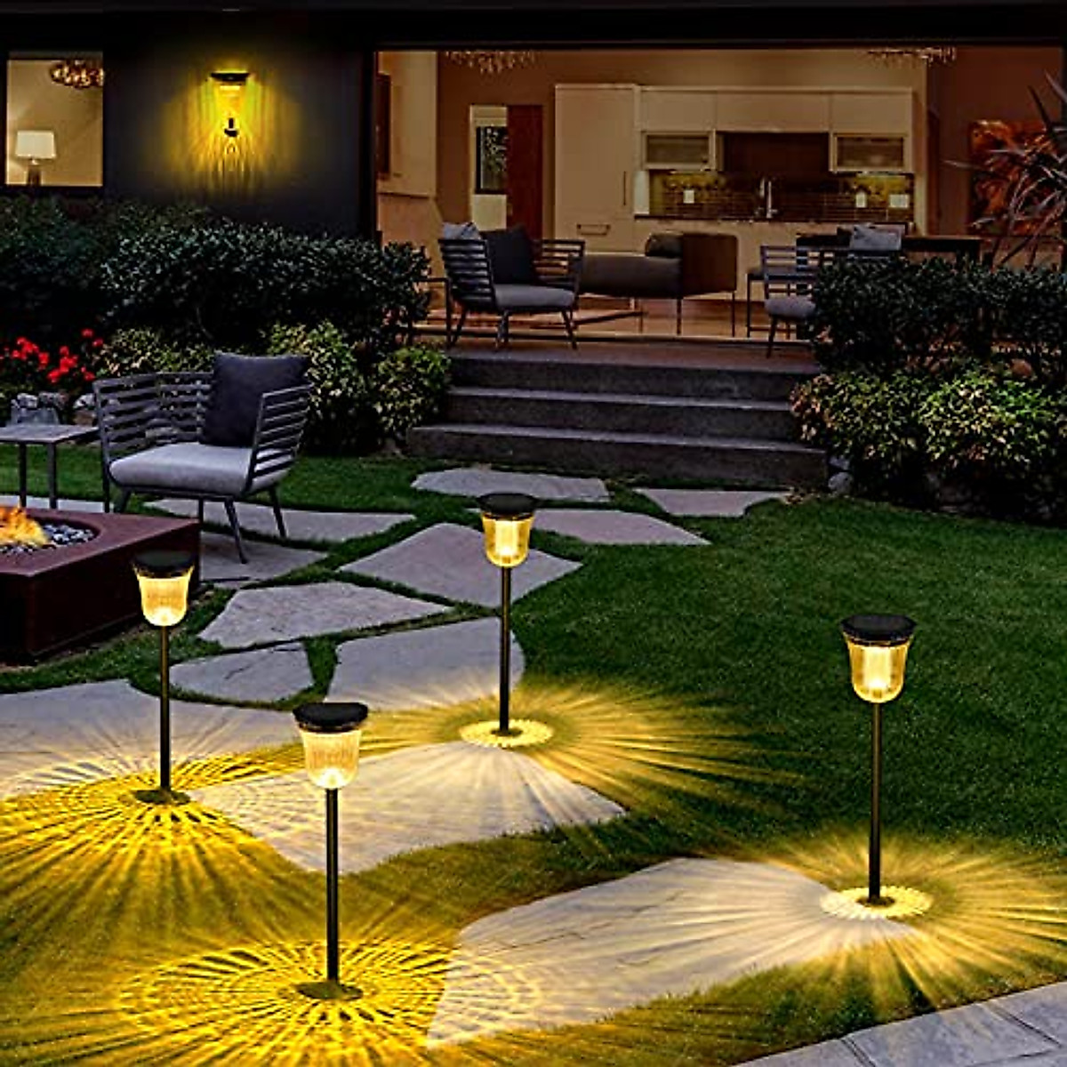 plplaaobo Solar Lawn Lamp, LED Landscape Lights Waterproof Solar Pathway Lamp Outdoor Decorative Light for Patio Courtyard Villa Garden