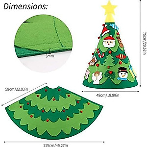 diuna 3D DIY Felt Christmas Tree, Handmade DIY Decoration and 18 Different Ornaments, Gifts for Kids New Year Christmas Decorations Gifts with LED