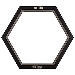 Gallery Solutions Black HexaGallery Geometric Decorative Wall Mounted Floating Shelves, Set of 3