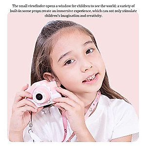 QSYY Children's Camera Toy 32 Million Pixels 1080P High-Definition Video Dual Lens, 2 Inch IPS Eye Protection Screen, 3-10 Year Old Girl Boy Digital Camera Gift, with 32GB SD Card,Pink