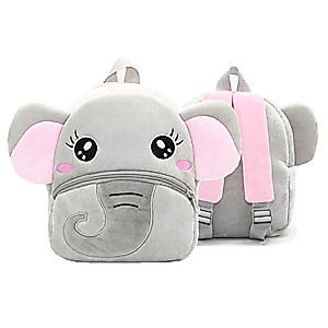 NICE CHOICE Cute Toddler Backpack Toddler Bag Plush Animal Cartoon Mini Travel Bag for Baby Girl Boy 2-6 Years(Grey Elephant)