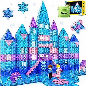 Diamond Magnetic Tiles 102pcs with Dolls, Girls Toys Age 4-5 6-8, Princess Castle Magnetic Blocks, Toys for 3+ Year Old Girls & Boys, Kids Toys Help Kids STEM Learning & Encourage Imaginative Play