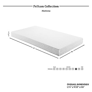 Lexicon Pelham 6-Inch Gel Infused Memory Foam Mattress, Twin, White