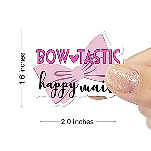 Bow Tastic Happy Mail Stickers,Thank You Stickers,Handmade Stickers,Small Shop Stickers,Envelopes Stickers for Small Business, Online Retailers,Handmade Goods,500 Labels Per Roll