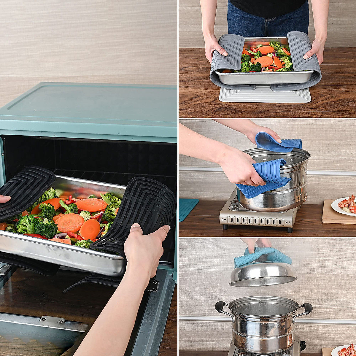 Nstezrne Trivets for Hot Dishes, Silicone Trivet Hot Pads for Kitchen, Silicone Trivets for Hot Pots and Pans, Silicone Pot Holders, Trivets for Quartz Countertops, Heat Resistant Mats Set 2 White