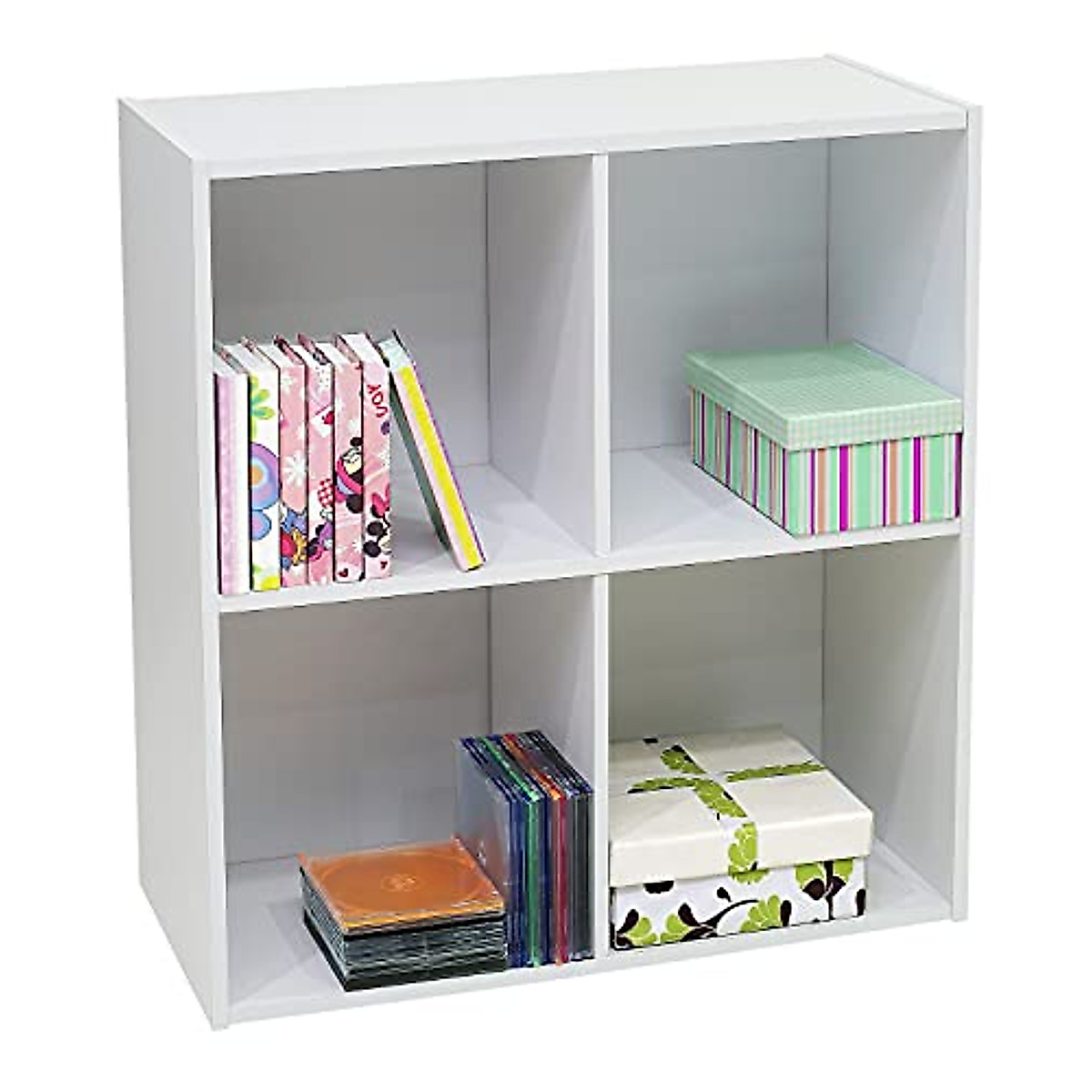 KB Designs - 4-Cube Bookcase, Unit Shelf, Storage Organizer, White