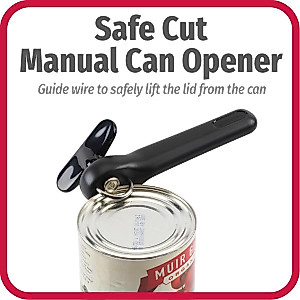 Good Cook Can Opener, Safe Cut Manual Can Opener, no Sharp Can Edges, Black