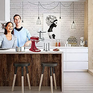 Metal Food Grinder Attachment for KitchenAid Stand Mixers， Meat Grinder Kitchen Aid Asseccories for KitchenAid，Includes 2 Sausage Stuffer Tubes, 4 Grinding Plates，Silver