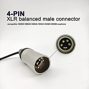 Balanced XLR 4Pin Cable for HD545 HD565 HD580 HD650 HD600 HiFi Cable Made with an Improved 100-strand Soft Teflon Coated Silver Plated Copper Wire 1.8m/5.9ft