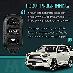 HelloAuto Key fob Fits Toyota Sequoia 2001-2007, 4Runner 1999-2009 Keyless Entry Remote Replacement Smart Key 4-Button (FCC ID: HYQ12BBX, HY12BAN, HYQ1512Y)