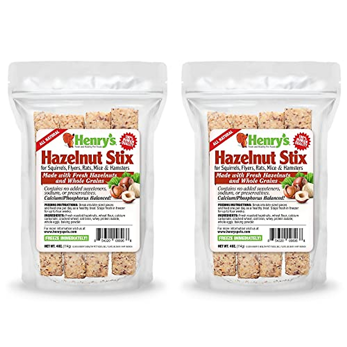 Henry's Hazelnut Stix - The Only Squirrel and Hamster Treat Baked Fresh to Order (4 oz (2-Pack))