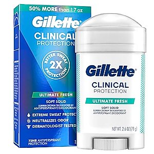 Gillette Clinical Antiperspirant and Deodorant for Men, Long Lasting Sweat Protection, Ultimate Fresh, 2.6 Ounce