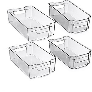 Home Basics Clear Acrylic Food Storage Container Bin for Fridge Freezer or Pantry, Stackable with Handles. Organize Fruit, Vegetables, Yogurt, Snacks, Pasta, Extra Large, 8” x 14"