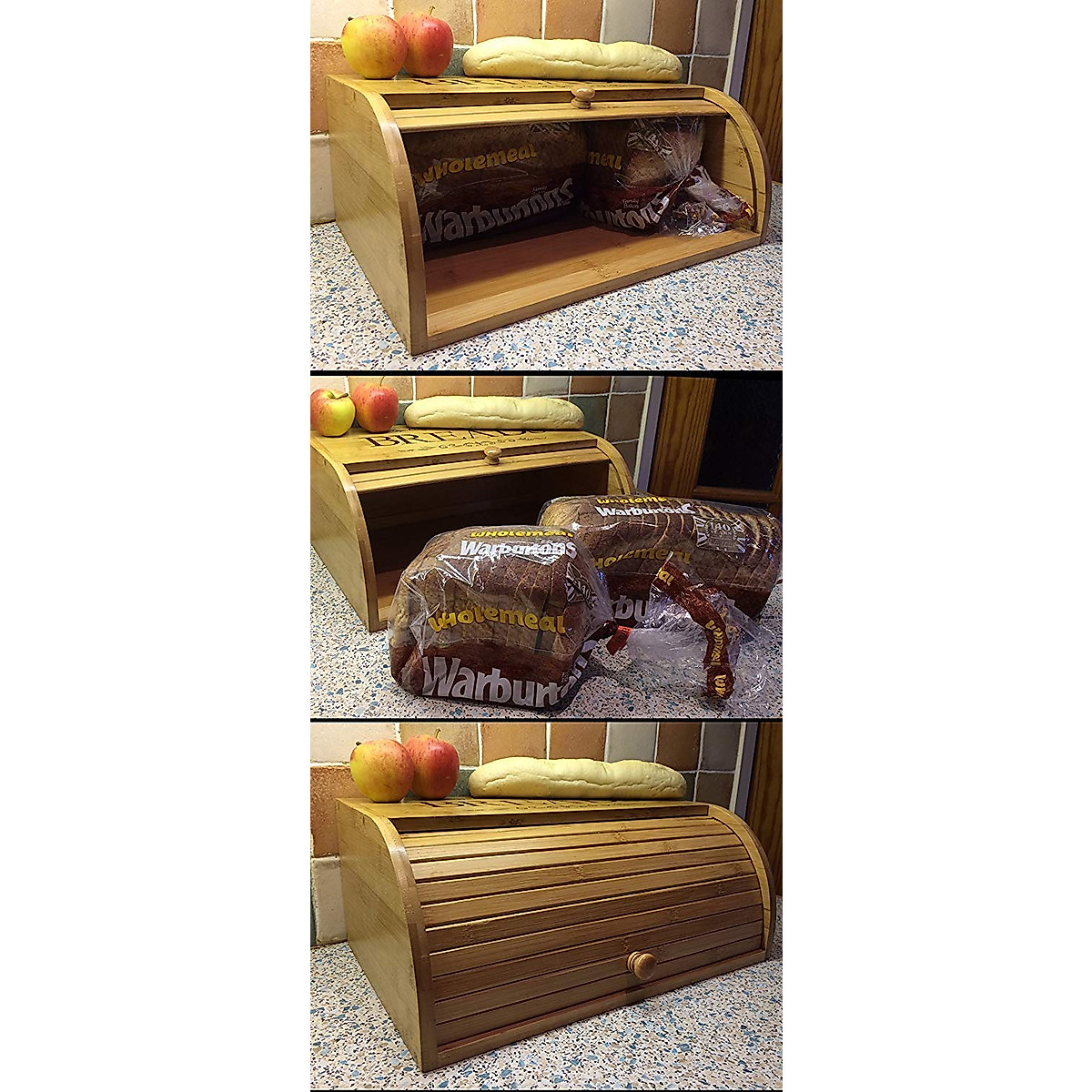 Cookbook People Original Rolltop Bread Box Bamboo Storage Bin