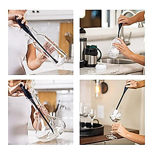 DryMeister Water Bottle & Baby Bottle Dryer Brush | Patented to Dry Fast for No Scum or Gunk | Helps Prevent Spots on Vases & Wine Glasses | Works on Carafes, Water Bladders & Reusable Bags